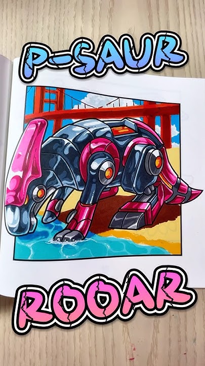 Transformer Dinosaur Drawing by Marker Coloring #dinosaur #drawing #markerart #coloringbook # ...
