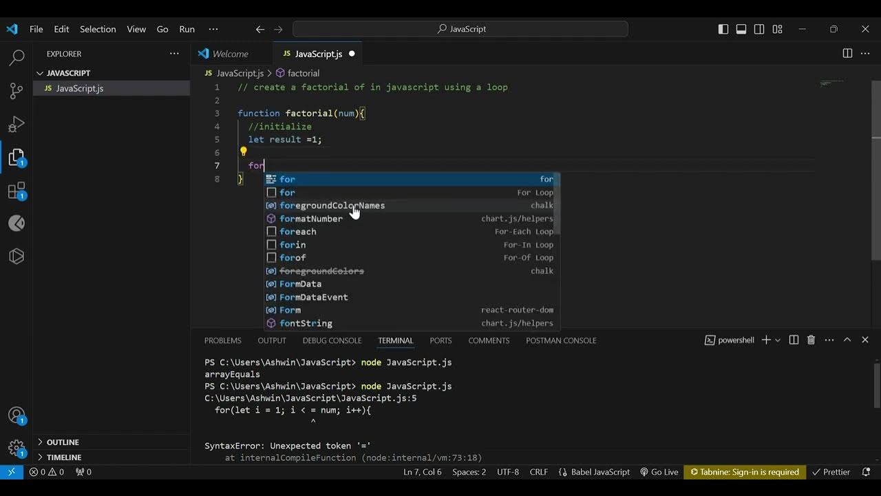 creating a factorial Number using a loop - YouTube