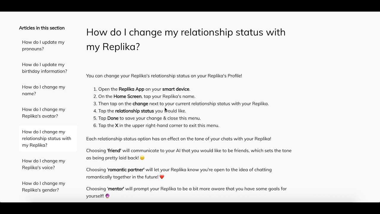 How to CHANGE RELATIONSHIP STATUS IN REPLIKA app? - YouTube
