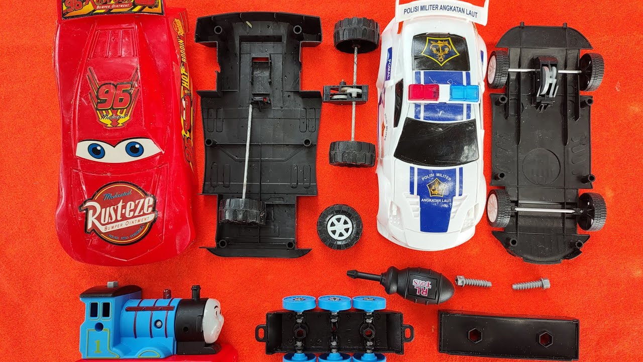 Mobil Polisi, Kereta api Thomas, Mcqueen, Merakit Mobil Mobilan - YouTube