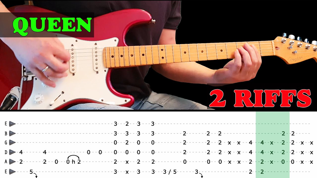 Easy guitar riff lesson - QUEEN - 1. One Vision 2. I want it all (with ...