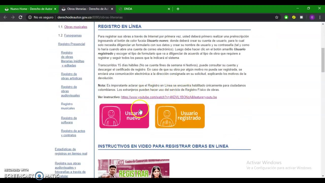 Video tutorial ¿Cómo registrar nuestras obras ante del DNDA? - YouTube