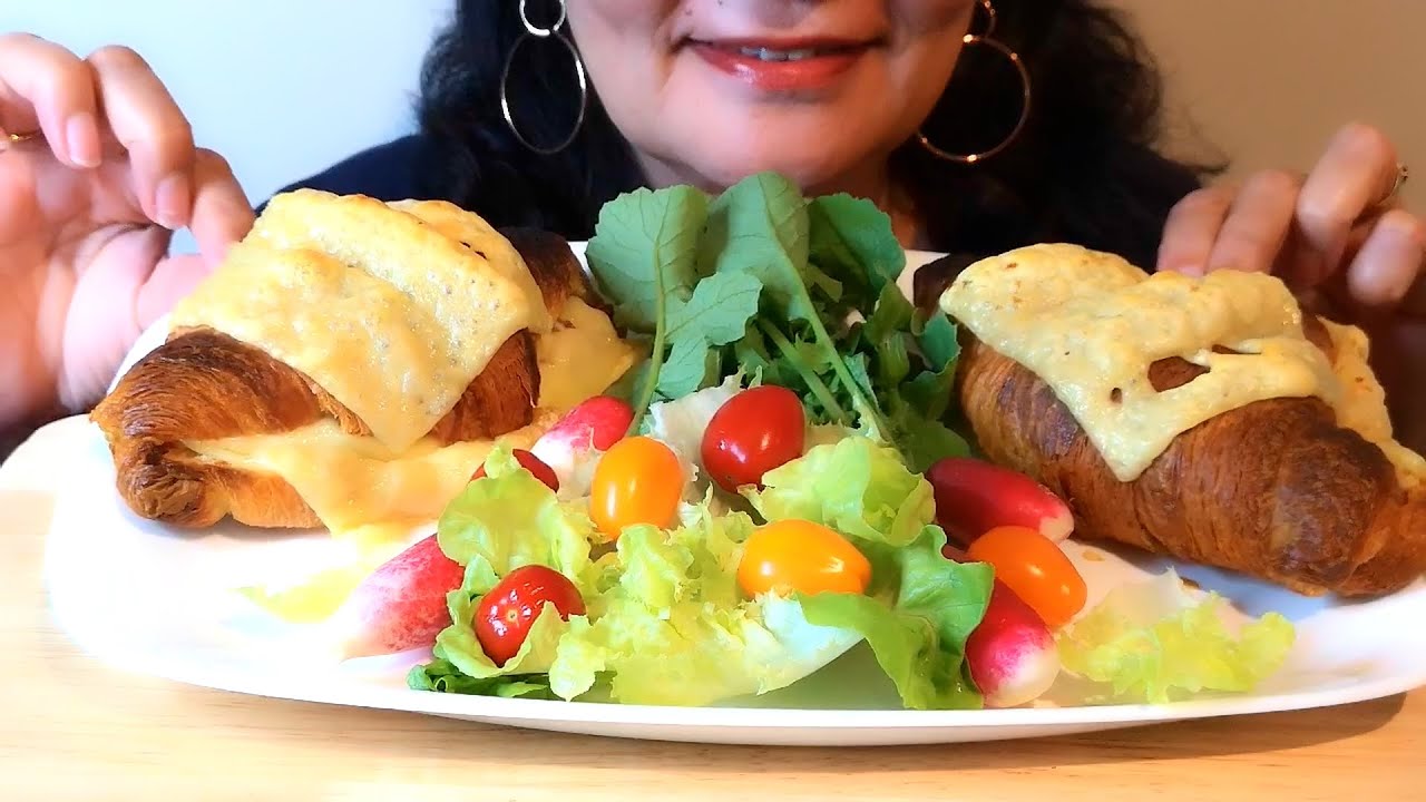 ASMR EATING | GRILLED HAM AND CROISSANT| No talking | MUKBANG | EATING ...