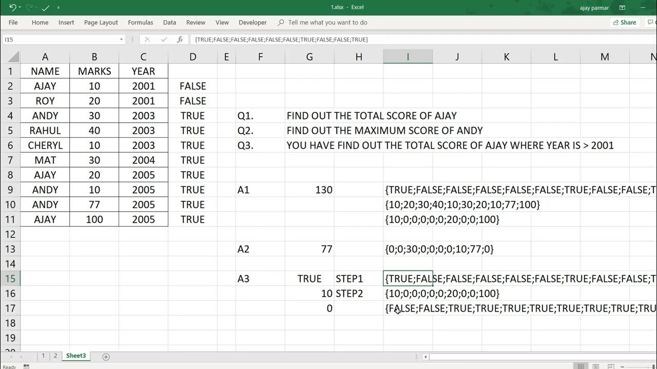 Learn Excel - OFFSET use in Arrays introduction - L27 - YouTube