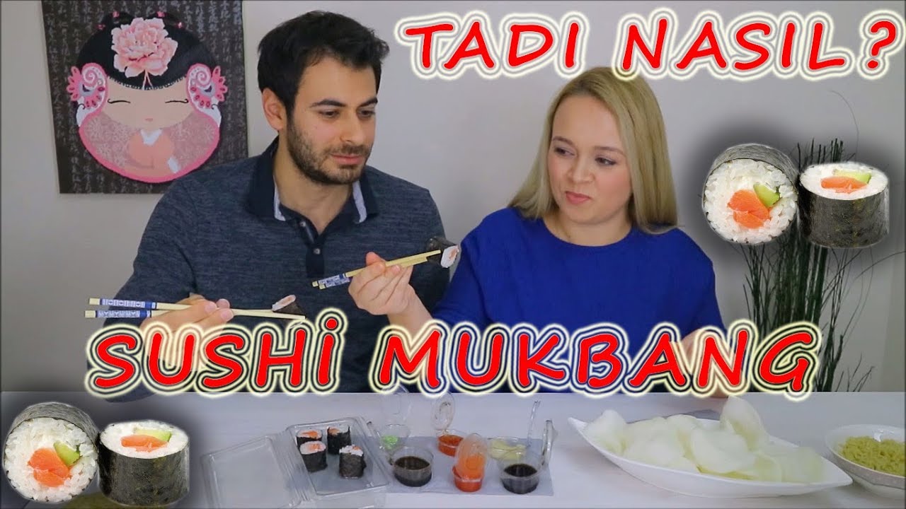 İLK DEFA SUSHİ YEDİK !! | Sushi Mukbang | Karides Cips ve Noodle ...