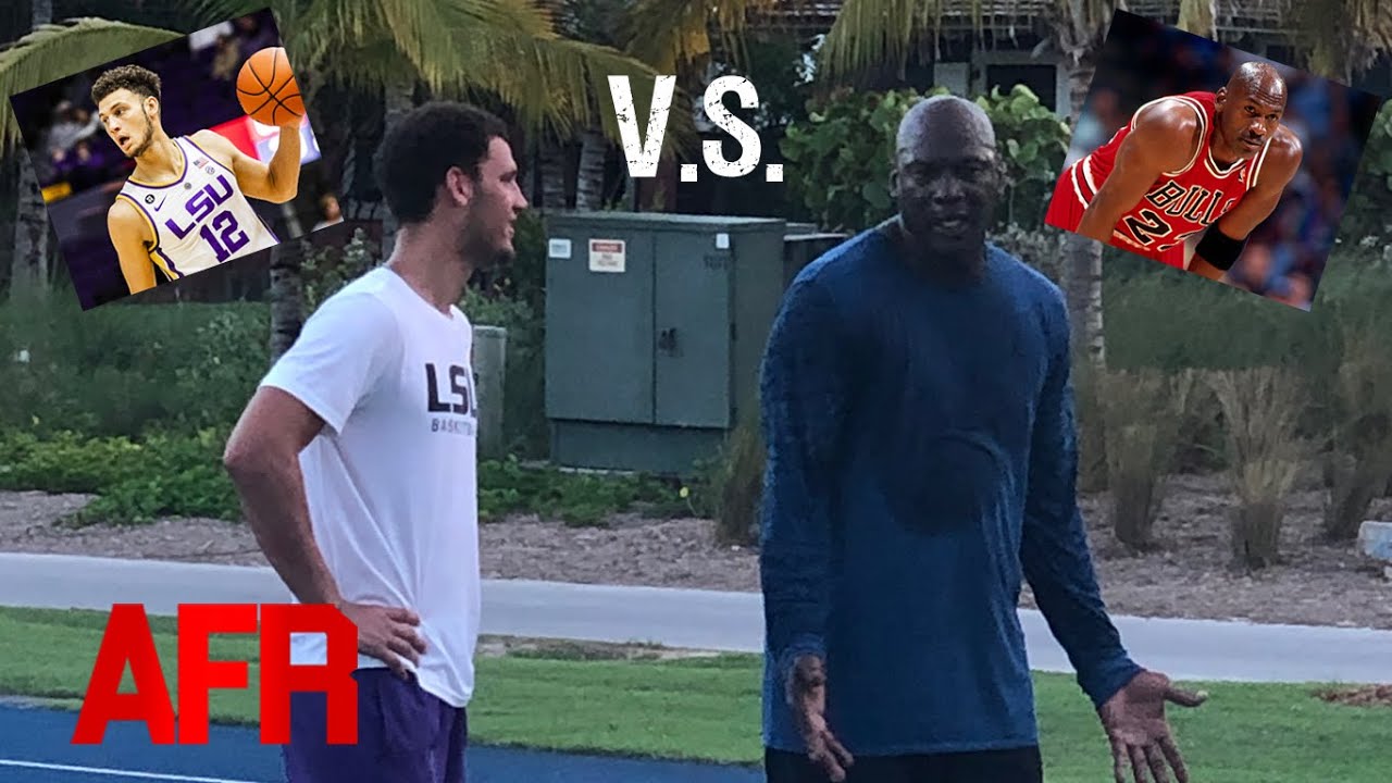 1-on-1: Michael Jordan vs. LSU basketball player - YouTube