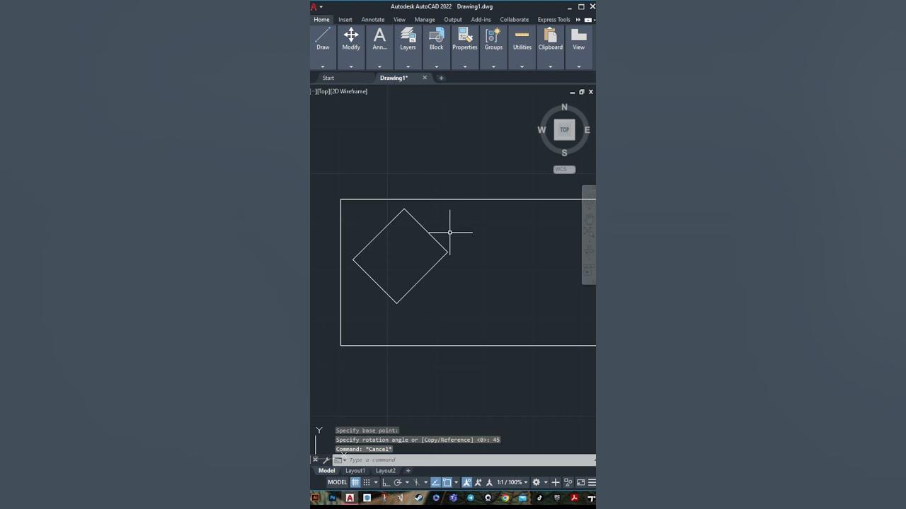 AutoCAD rotate command - YouTube