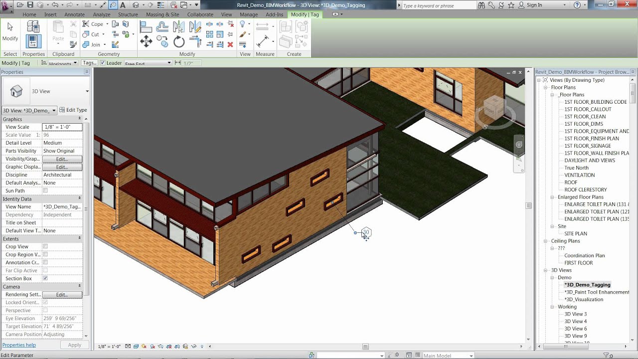 Revit Architecture 2012 - 3D Locking Tagging - YouTube