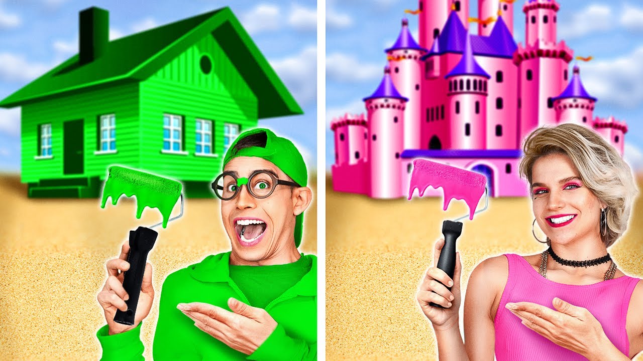 One Color House Challenge! Amazing House Makeover! Extreme Room ...