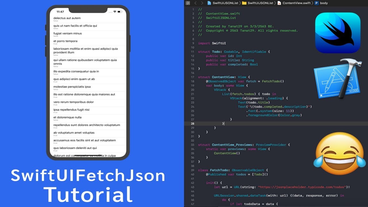 ดึงข้อมูล Json Data มาใช้ในโปรแกรม Xcode โดยใช้ Swiftui ทำยังไงไปดูกันเลย Youtube