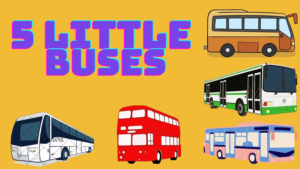 5 little buses | jumping | kids rhyme | RehmatTV - YouTube