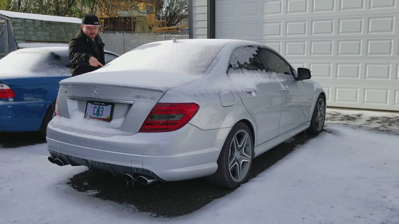 Extreme cold start C63 AMG - YouTube