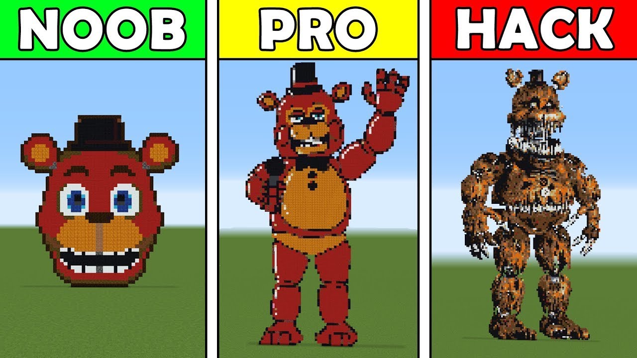 Pixel Art (NOOB vs PRO vs HACKER) FNAF Freddy in Minecraft - YouTube