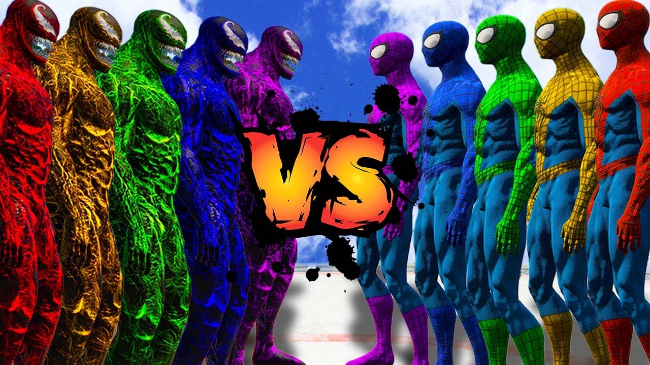 TEAM SPIDER-MAN COLOR vs TEAM VENOM COLOR - EPIC SUPERHEROES WAR - YouTube