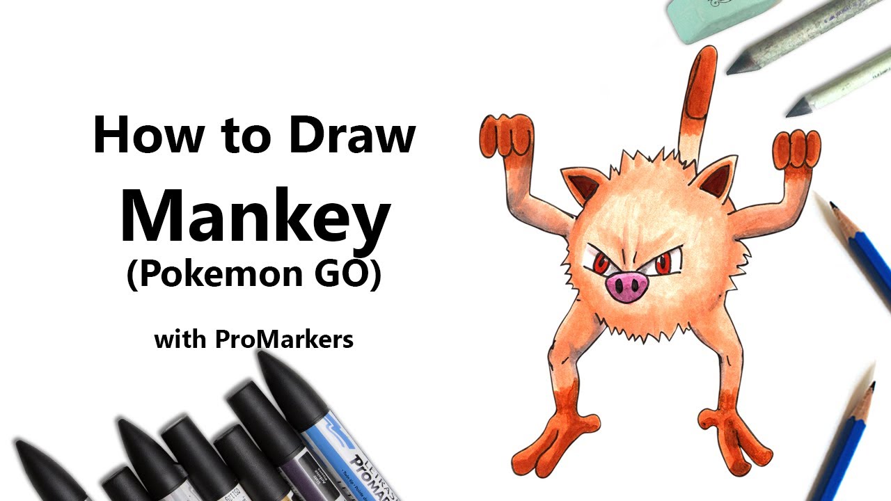 How to Draw and Color Mankey from Pokemon GO with ProMarkers [Speed ...