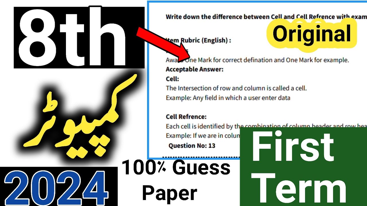 Computer class 8 1st term paper 2024 | SBA PEC Computer Science Grade 8 ...