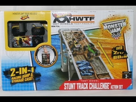 Monster Jam Stunt Track Challenge Ramp & Monster Truck Storage Case ...