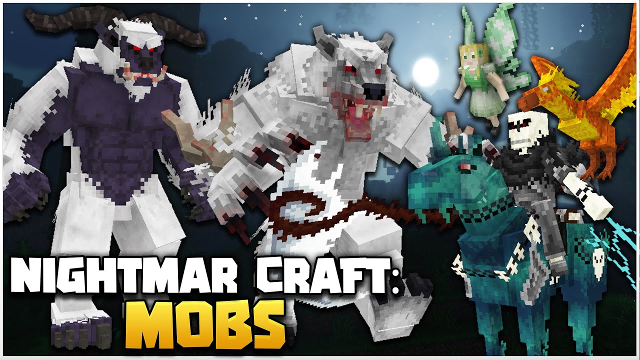 NIGHTMARE CRAFT: MOBS MOD | CAVALEIRO NEGRO, LOBISOMENS E YETI ...