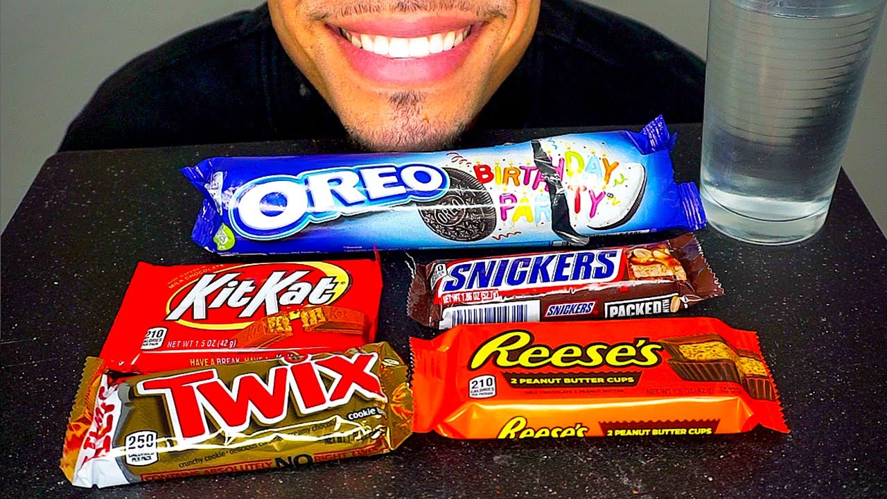 ASMR OREO SNICKERS TWIX REESE'S KIT KAT BIRTHDAY PARTY CHOCOLATE ...