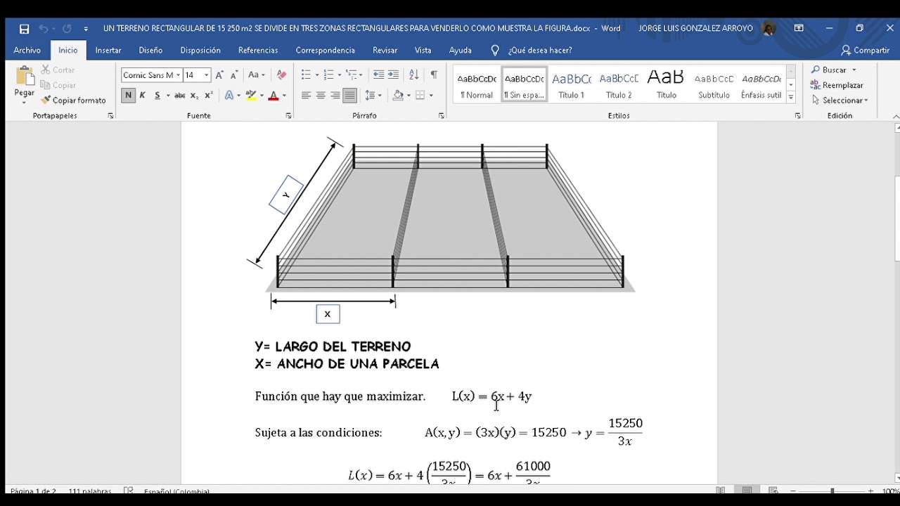 UN TERRENO RECTANGULAR DE 15 250 m2 SE DIVIDE EN TRES ZONAS ...