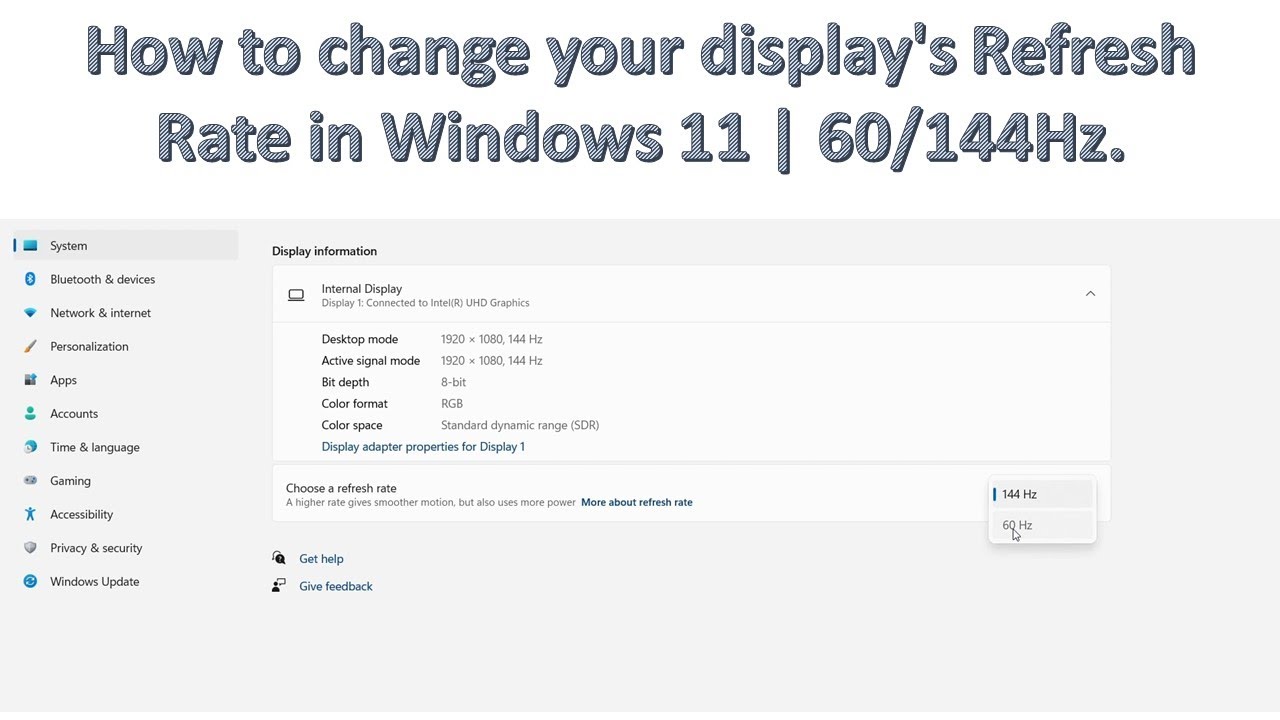 How to change your display's Refresh Rate in Windows 11 | 60/144Hz ...