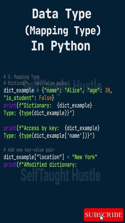 Data type Mapping Type Dictionary in Python #coding #code #programming - YouTube