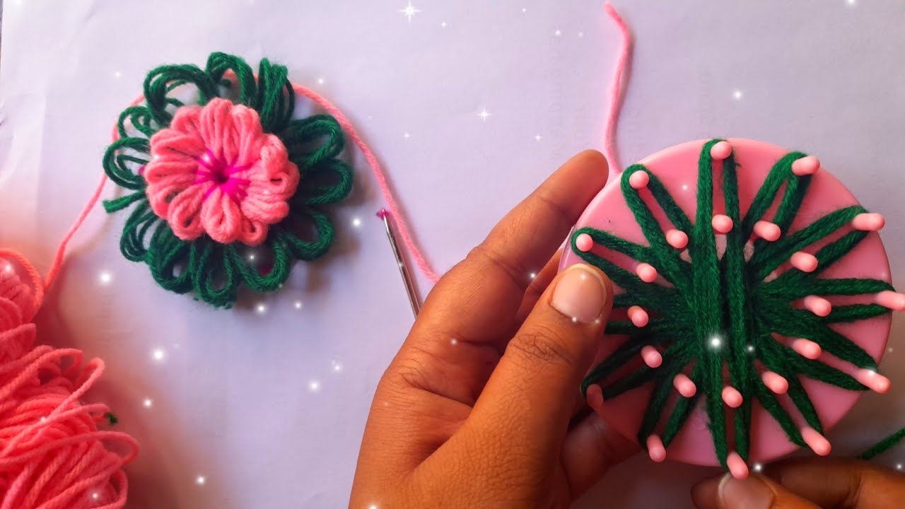 woolen flower | making woolen flower using flower mould(sacha) | - YouTube