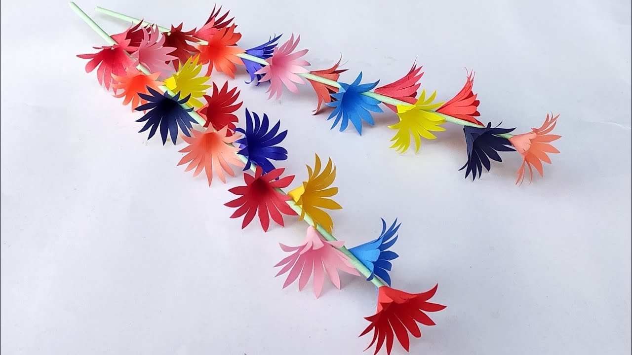 Diy paper flower sticks for room decor | home decor ideas | diy paper ...