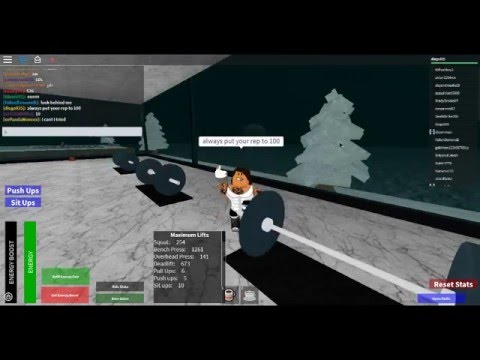 Roblox gym getting stronger also cheats to lift - YouTube