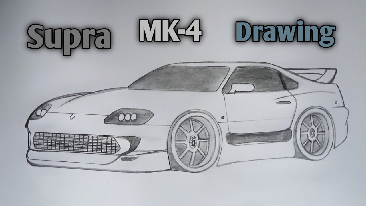 Toyota Supra MK4 Drawing – Easy Step by Step Car Sketch | Supra Car Art ...