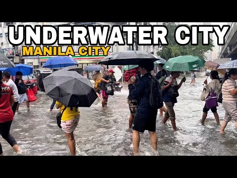 UNBELIEVABLE MASSIVE FLOODING DOWNTOWN MANILA CITY PHILIPPINES[4K]