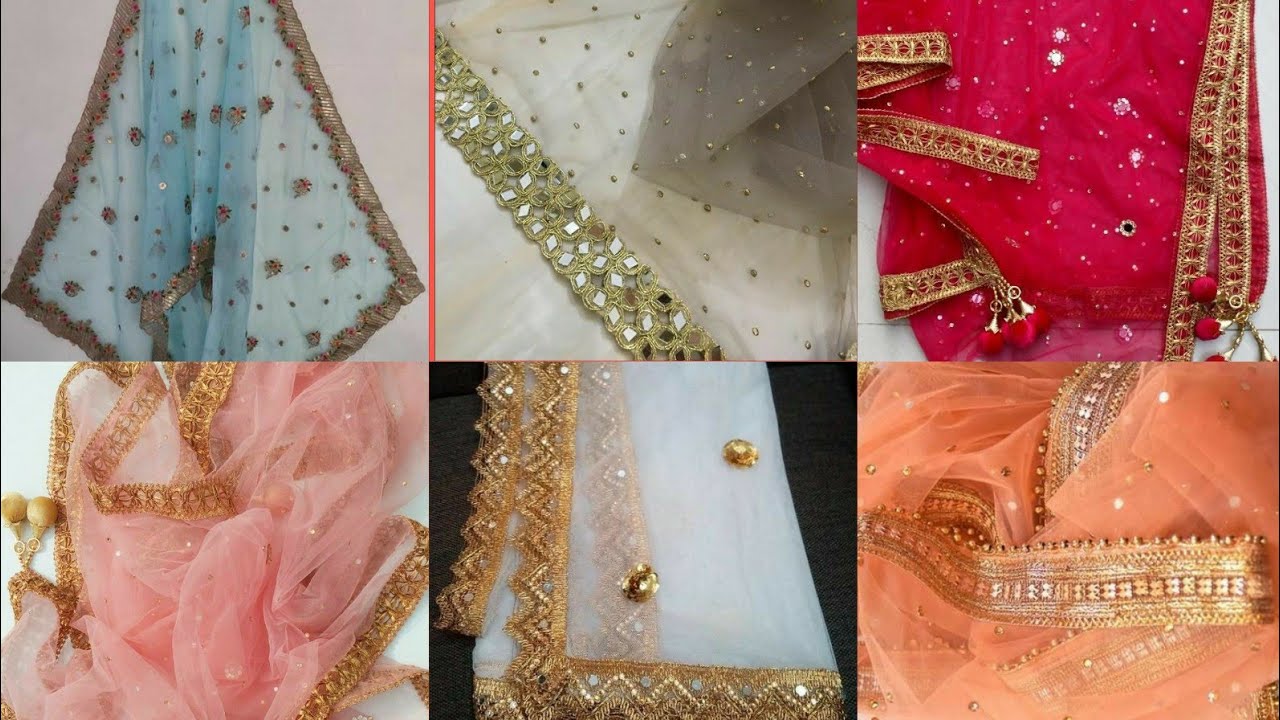 Lace designs for dupatta || Dupatta designs - YouTube