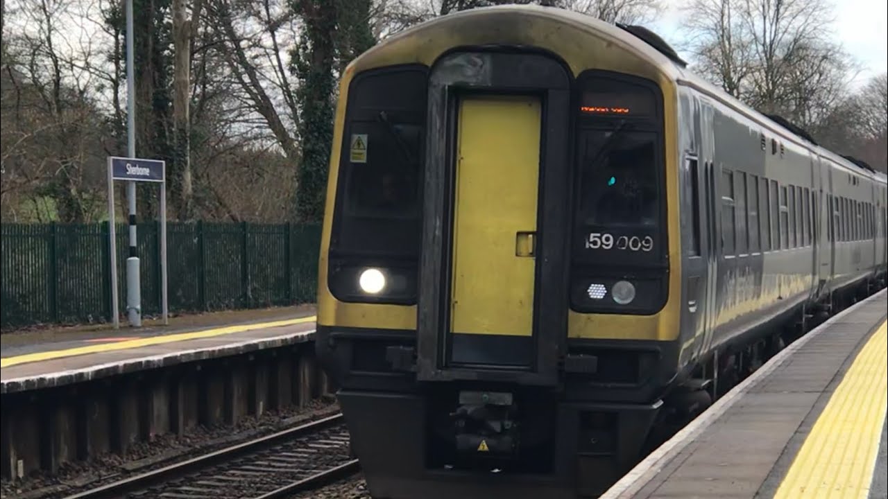 South Western Railway class 159009 + 159108 arrives at Sherborne. - YouTube