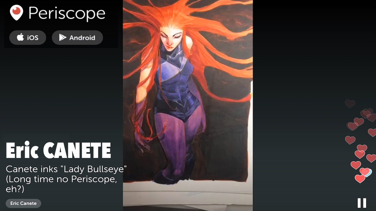 Eric CANETE inking "Lady Bullseye" | Periscope - YouTube