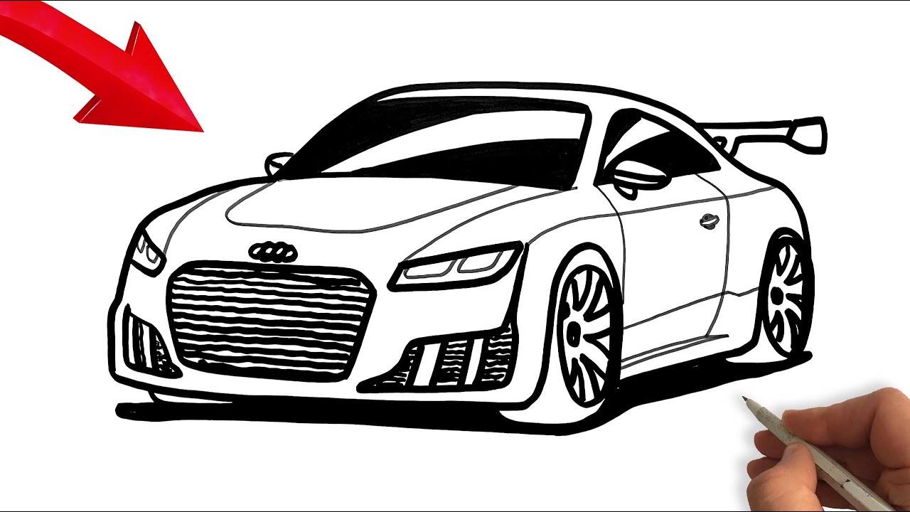 How to draw an AUDI TT - Easy Car Drawing - How to draw a car step by ...