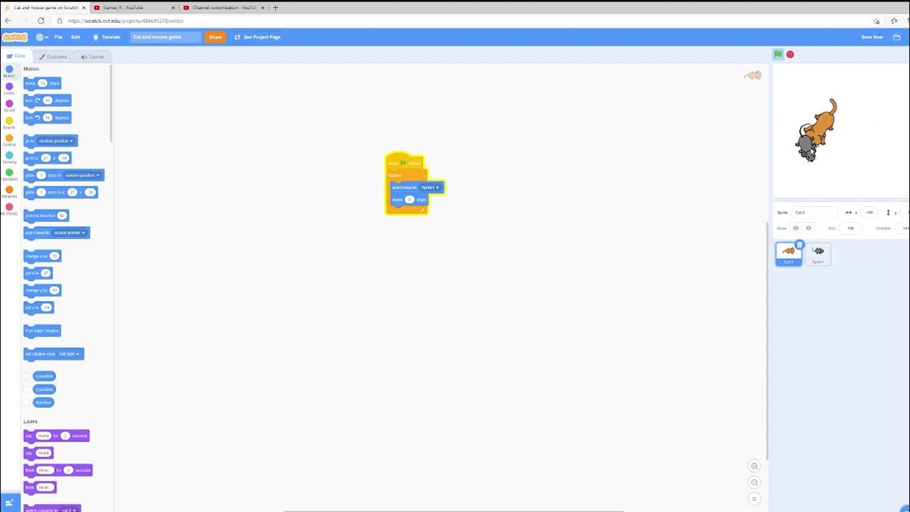 Scratch: Cat and Mouse game Tutorial - YouTube