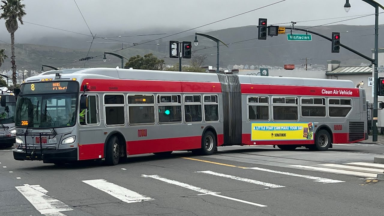 San Francisco MUNI 2015 New Flyer Xcelsior XDE60 6516 on route 8 ...