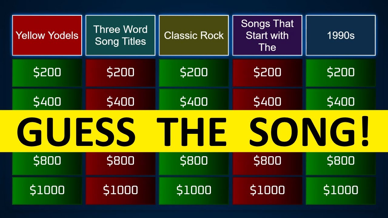Guess the Song Jeopardy Style | Quiz #65 - YouTube