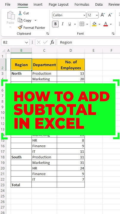 How to add subtotal in Excel tips and tricks 💯💫 #exceltips #tutorial #shortvideo #exceltricks ...