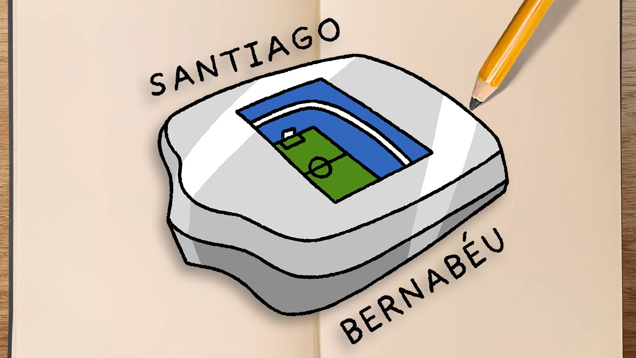 How to draw and Colour! SANTIAGO BERNABEU (step by step) - YouTube