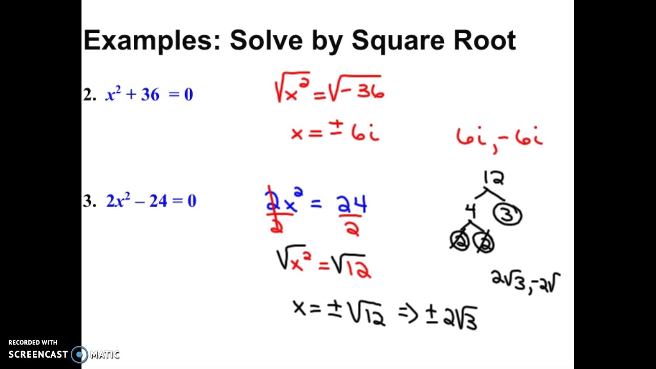 Math 10 [Shebesta] Unit 11: Solving Quadratics, Square Roots - YouTube