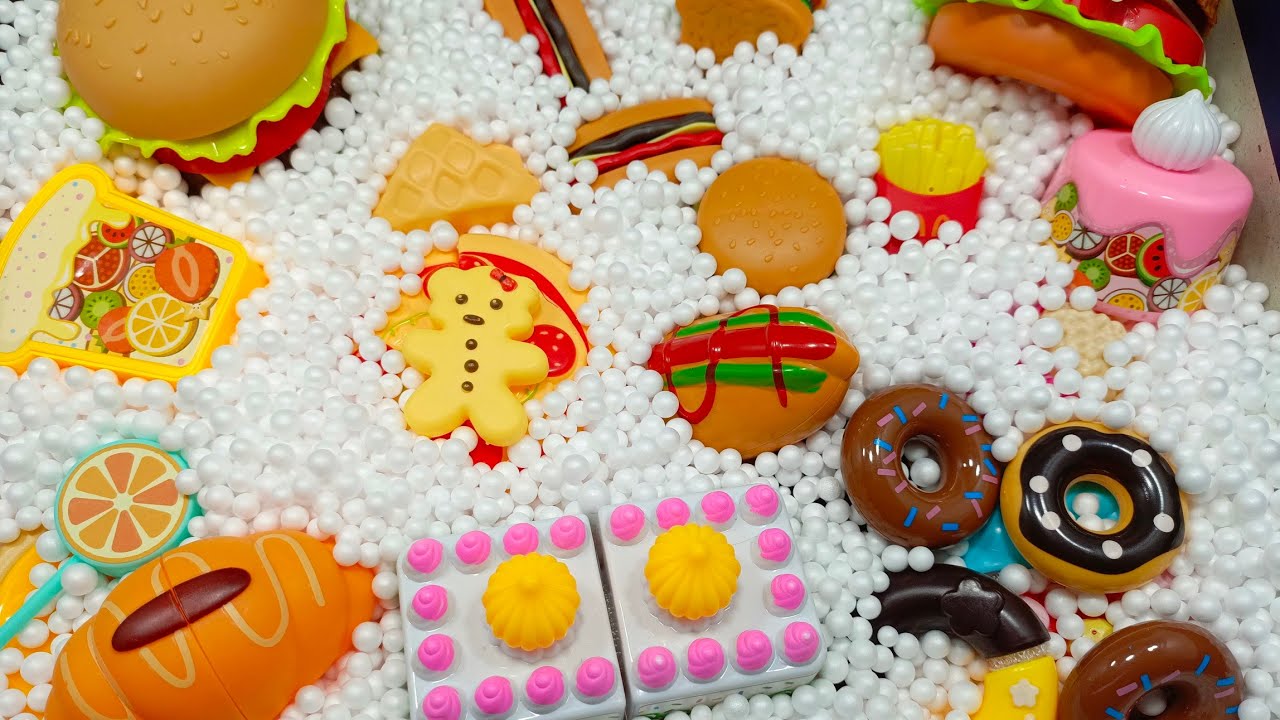 Satisfying ASMR With Junk Food | Mini Junk Food In White Snow Pool ...