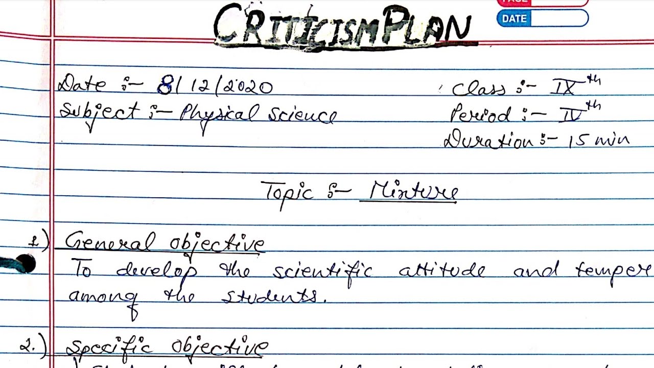 Lesson Plan On Mixture | Mixture Lesson Plan | Science Lesson Plan ...