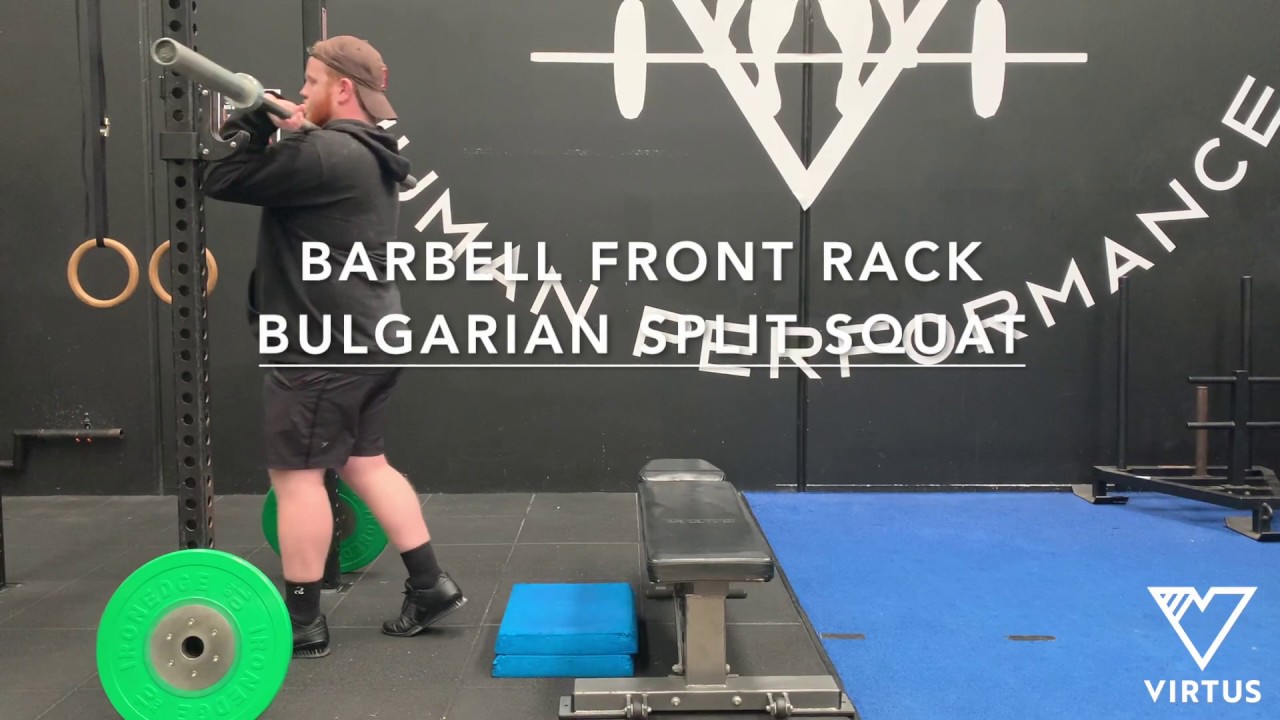 Barbell Front Rack Bulgarian Split Squat - YouTube