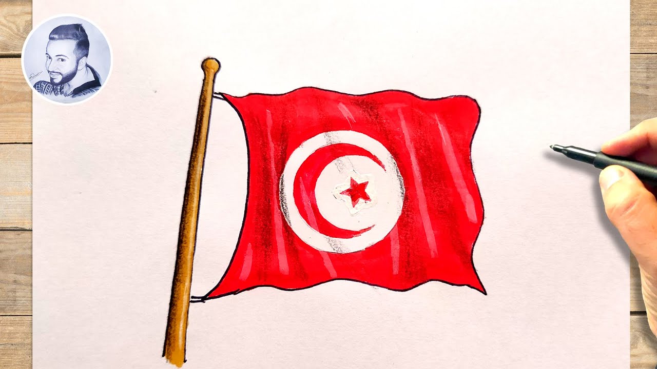 Comment dessiner le drapeau de la tunisie - YouTube