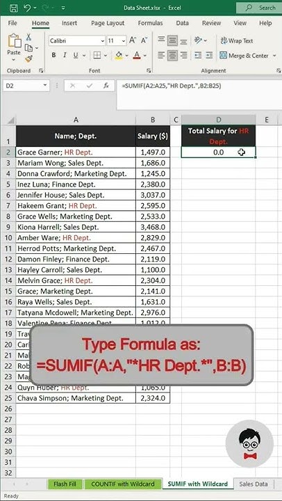 Using SUMIF with a wildcard search in Excel | ExcelTips - YouTube