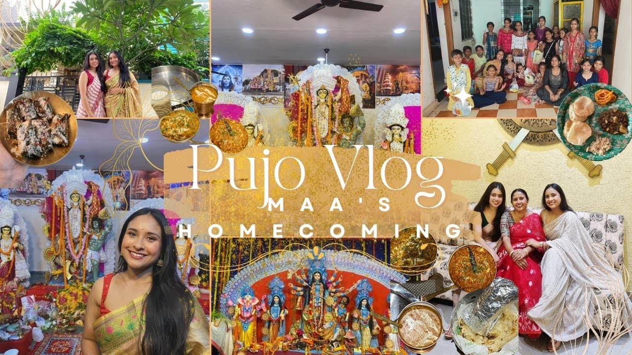Crazy Durga Pujo Vlog 💃🏼| From Agaman to Visarjan | Maa’s Home Coming ...