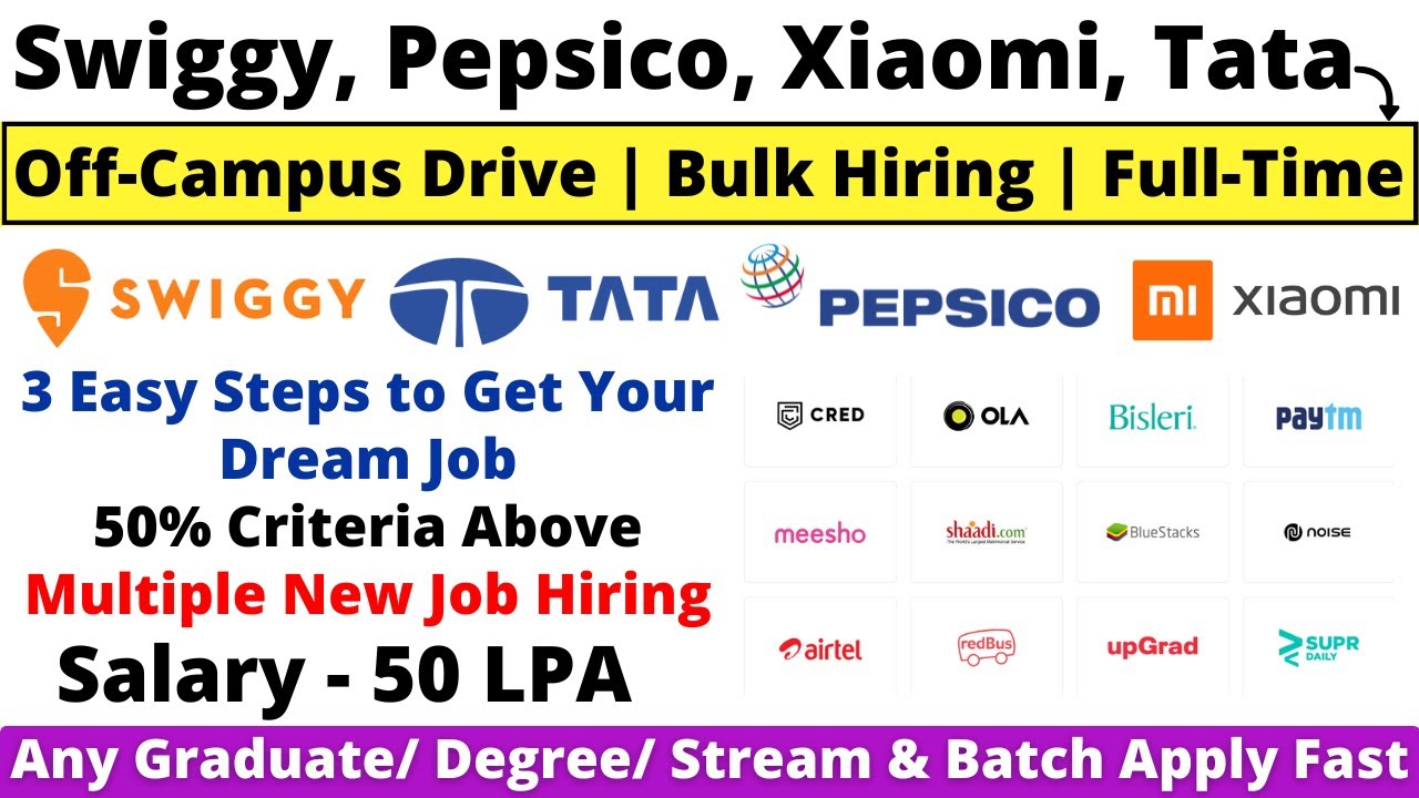 Mega Off-Campus Drive 2022 | Bulk Hiring Get Your Dream Job in 3 Easy ...