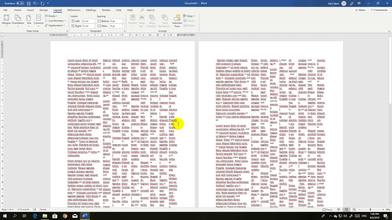 Microsoft word tutorial Create columns - YouTube