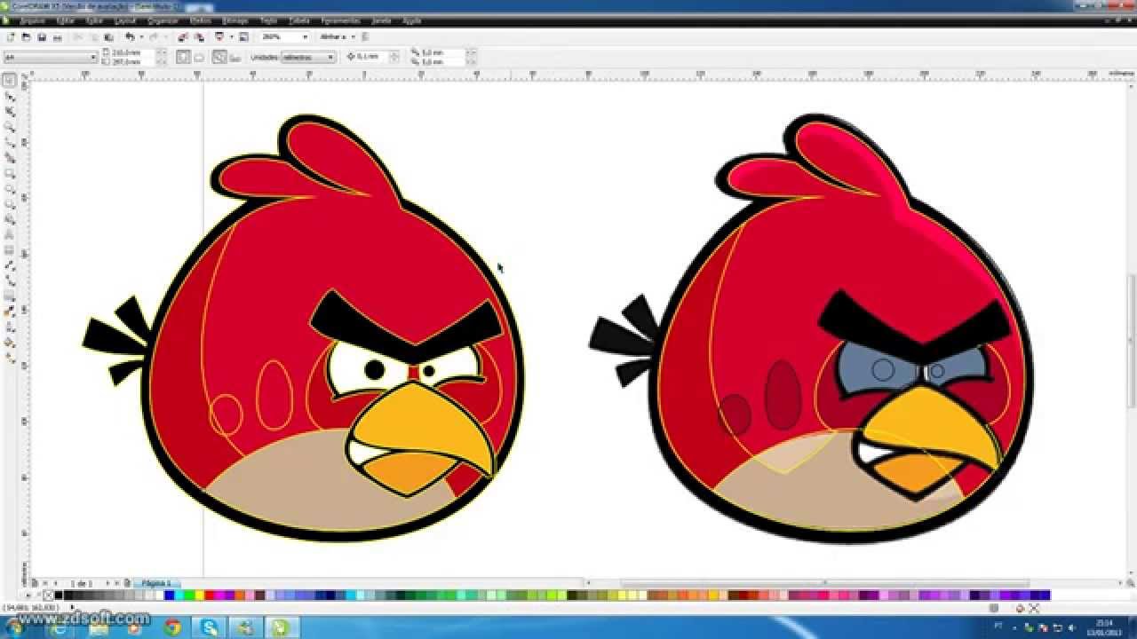 Corel Draw - vetorizando angry birds. - YouTube